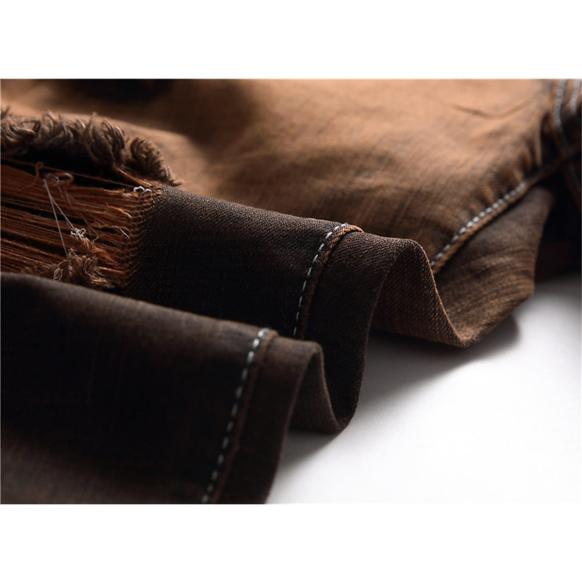 Men's Retro Tied Dyed Jeans Ripped Stretch Printed Slim Fit Denim Pants Vintage Straight Washed Distressed Jean (Orange,34)