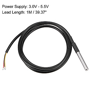 uxcell DS18B20 Temperature Sensor - Waterproof Digital Thermal Probe Temp Sensor - 1M Lead Length