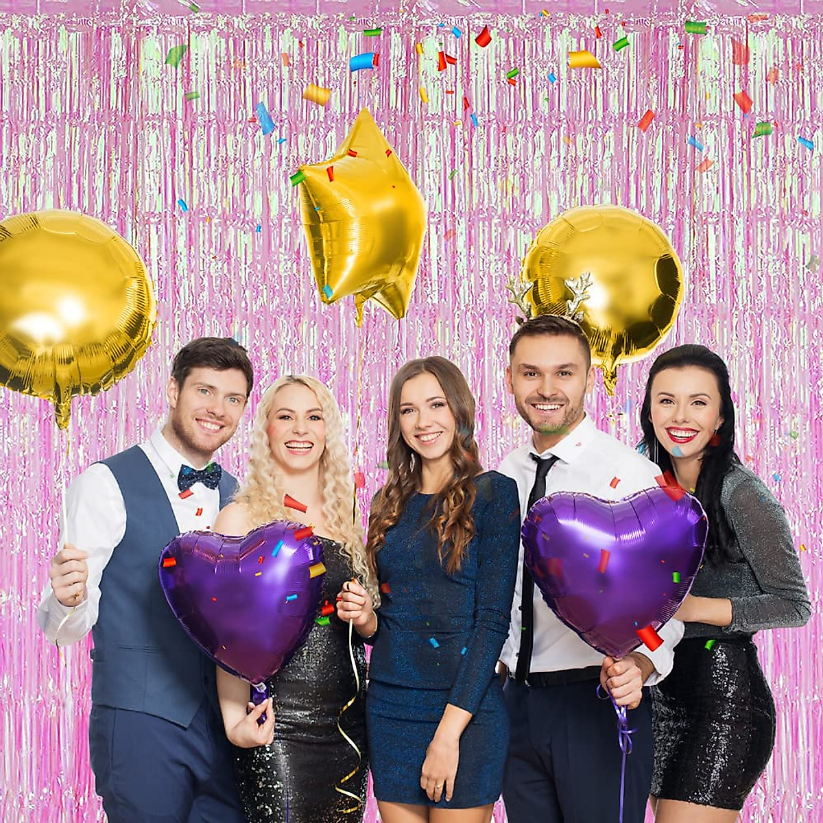 3 Pack Fringe Curtains Party Decorations,Tinsel Backdrop Curtains for Parties,Photo Booth Wedding Graduations Birthday Christmas Event Party Supplies (Rainbow Pink)