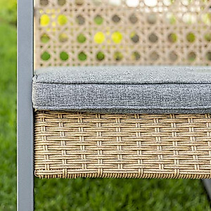 Walker Edison Lana Modern Metal Frame Cane Weave Rocking Chair, 38 Inch, Light Brown and Grey