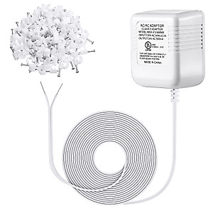 Dreyoo AC 24 Volt Transformer Compatible with Ring Video Doorbell, 197 Inch Long C Wire Adapter with 48PCS Cable Clips Compatible with Ecobee,Sensi, Wyze, Eufy Thermostat