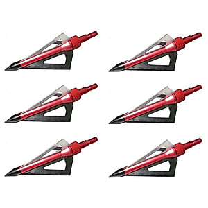 100 Grain Fixed Three Blade Broadheads compatible with Crossbow and Compound Bow - Red Color