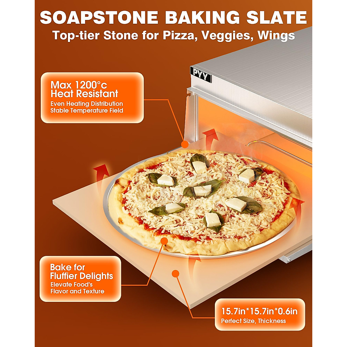 PYY Electric Pizza Oven Countertop Indoor Pizza Ovens Pizza Cooker 1800W Commercial Pizza Oven with Pizza Stone and Timer Silver