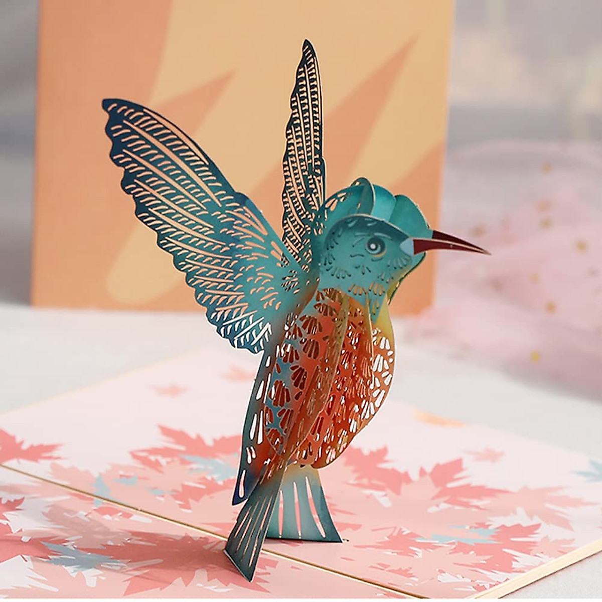 yfdshun 3D Card/Pop-Up Card,Lovely Hummingbird for Family and Friends Thank You Card, Birthday Card, Love Anniversaries and Valentine's Day Card