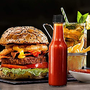 Glass Bottles,Encheng 5oz Clear Woozy Bottles with Shrink Capsules,Small Wine Bottles With Shirnk Bands Glass Hot Sauce Bottles,Empty Small Beverage Bottles Canning Bottles With Black Caps Case of 35