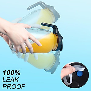 64 oz Glass Pitcher with Lid and Pour Spout,Breast Milk Pitcher Leak Proof, Creamer Container for Sun Tea, Juice, Cold Brew Coffee, Breastmilk Storage Container