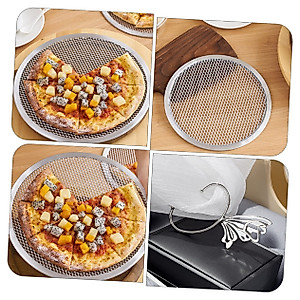 Mobestech Round Grill Pan Non- Sticky Pizza Nonstick Bakeware Pizza Wire Mesh Rack Pizza Bakeware Pizza Mesh Screen Round Baking Pan Pizza Baking Plate Aluminum With Hole Cookie Plate