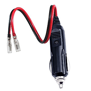 [2 PACK] 12v 12Volt Replacement Cigarette Lighter Male Plug with Leads - Car Adapter Dc Battery Charger Kit Connectors Cigar Plugs Power Supply Accessories Heavy Duty Cord Auto Cable Led Light 15Amp