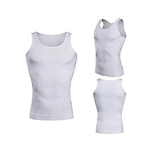 Mistirik 1Pcs Compression Shirts for Men - Mens Slimming Body Shaper Vest - Tight Tank Top for Men - Compression Shirt Tank Top (White, X-Large)