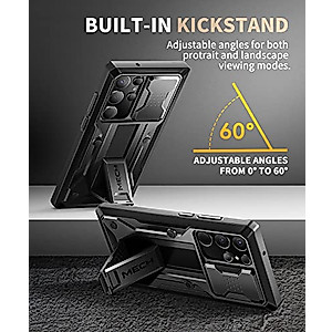 Tongate for Samsung Galaxy S23 Ultra Case with Sliding Camera Cover, [with Front Frame] Dual Layer Military Grade Protection Belt-Clip & Kickstand Phone Case for Galaxy S23 Ultra, Black