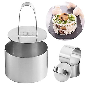 Round Cake Ring Mold, 3 inch Stainless Steel Dessert Mousse Molds with Pusher & Lifter Cooking Rings for Kitchen Cooking(Include 4 Rings and 4 Pusher)