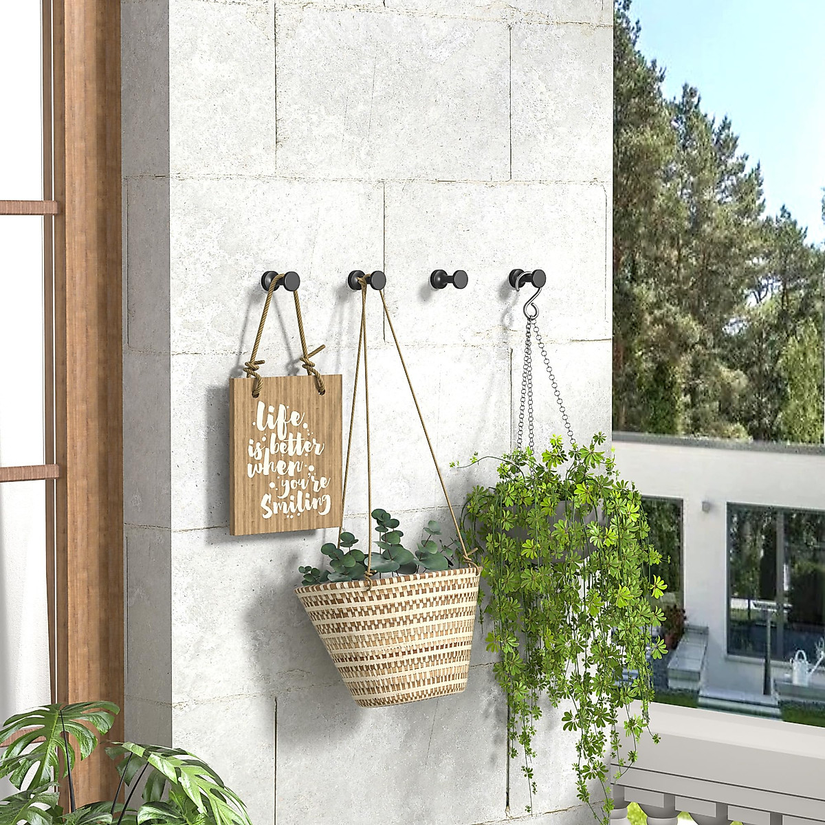 Wall Hook for Hanging - 10LB Decorative Small Hook 0.8" Dia, for Coat, Loofah, Robe, Hat, Key, for Bathroom, Inside Shower, Shelf, Black Matte 5 Pack, Screws Included