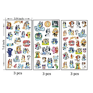 9 Sheets (189PC ) Blue-y Temporary Tattoos Stickers,Blue-y Birthday Themed Party Supplies Decoration Favors, Cartoon Tattoos Sticker Gift for Kids Boys Girls Home Activity Class Prizes Carnival Christmas Rewards