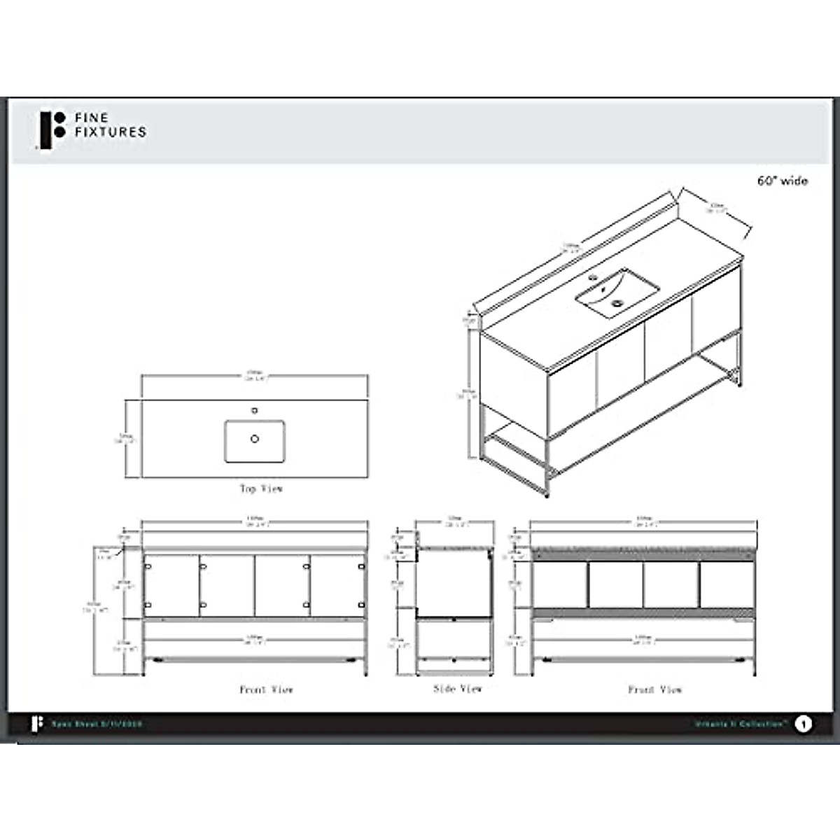 Fine Fixtures 60 Inch Bathroom Vanity with Sink - Modern Knob Free Design, Elegant Space-Saving Solution for Your Bathroom - Durable, Bathroom Vanities for a Contemporary Look - Urbania Collection