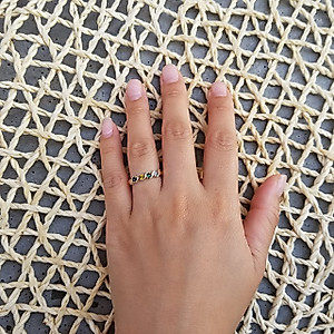 GNGJewel Family Mothers Ring 2 to 5 Birthstones 10k White,Yellow or Rose Gold FREE ENGRAVING