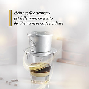 TRUNG NGUYEN LEGEND Vietnamese Pour Over Filter Set, Traditional Phin Drip Coffee Maker, Portable Reusable Coffee Press (Silver)