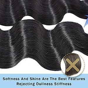 Wiilm 12A Human Hair Bundles 22 24 26 inch Body Wave Bundles Human Hair 100% Unprocessed Weave 3 Bundles Brazilian Virgin Raw Hair Bundles Body Wave Human Hair Extensions Natural Black Deals For Women