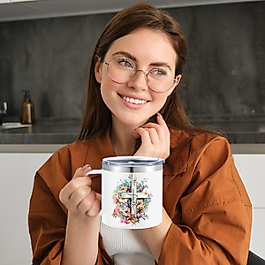 WWHSAI Christian Gifts for Women - Faith Bible Verse Gifts Baptism Coffee Cup - Inspirational Religious Birthday Presents for Women - Catholic Spiritual Christmas Presents Tumbler for Girl Friend 14oz