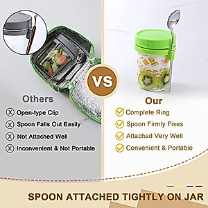 LANDNEOO 4 Pack Overnight Oats Containers with Lids and Spoons, 16 oz Glass Mason Overnight Oats Jars, Large Capacity Airtight Jars for Milk, Cereal, Fruit