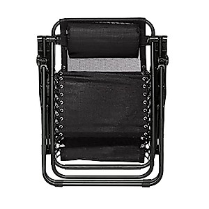 Amazon Basics Outdoor Textilene Adjustable Zero Gravity Folding Reclining Lounge Chair with Pillow, Black