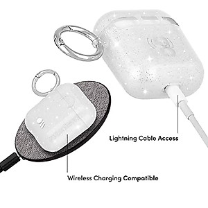 Case-Mate Protective AirPod Case Cover, Soft Silicone Cover with Keychain Ring for Men and Women, Compatible with Apple AirPods Series 1 & 2, Front LED visible - Crystal Clear