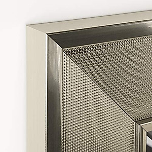 Head West Brushed Nickel Pave Textured Rectangular Framed Wall Vanity Mirror - Rustic Beveled-Edge Bathroom Mirror with 4 D-Ring Hangers for Vertical & Horizontal Placement - 29"x35"