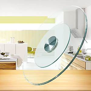 Keros Glass Clear Rotating Serving Plate, 20''/50cmTransparent Lazy Susan Turntable For Kitchen Dining Table, 47''/120cm Large Rotating Tray With Aluminum Alloy Bearing (Size : 50cm/20Inch)