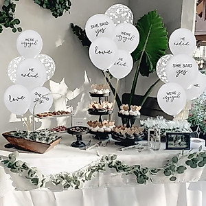 36Pcs Engagement Party Balloons HE ASKED,SHE SAID Yes WE'RE ENGAGED Balloons Love Shape Paper Scraps Balloons for Engagement Hen Bachelorette Wedding Party Decoration