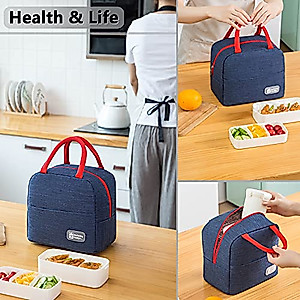 ZVOSOO Insulated Lunch Bags for Women and Men, Reusable Lunch Boxes, Waterproof Tote Bag,Multi-Pocket Lunch Containers for Work, Office, Picnic, Outdoor (Navy Blue)