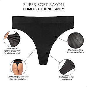 Sexy Basics Women's Sport Thong Panties | Workout Flex Bikini Hi Waist Underwear - Multi Packs