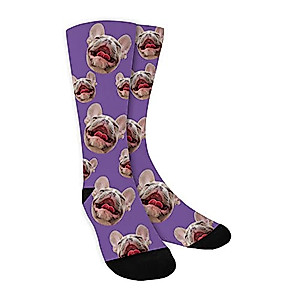 Novelty Custom Face Socks, Personalized Picture Printed Socks for Men, Women (Purple, X-Large)