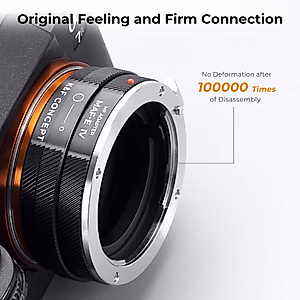 K&F Concept IV PRO MAF-NEX Lens Mount Adapter Manual Focus Compatible with Minolta AF/Sony Alpha A Series Lens to Sony-E NEX Mount Camera Body with Matting Varnish Design
