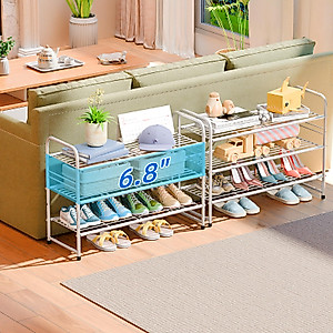 SUFAUY 3 Tier Shoe Rack, Closet Metal Shoe Rack Organizer Heavy Duty, Stackable, Silver