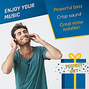 KLIM Fusion Earbuds with Microphone + Long-Lasting Wired Ear Buds + 5 Years Warranty - Innovative: in-Ear with Memory Foam + Earphones with Mic and 3.5 mm Jack - New 2023 Version - Black