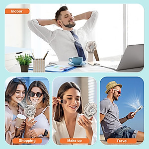 Yucime Handheld Portable Fan Desk Fan, Powerful Personal Fan 4 Adjustable Speed USB Recharging Battery Operated Mini Fan with Makeup Mirror for Stylish Girl Kids Women Men 1 Count (Pack of 1)