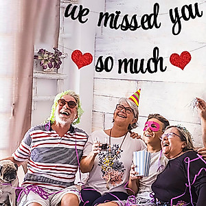 PALASASA We Missed You So Much Banner, Black Glitter Welcome Home Decorations,Welcome Home Sign Family Reunion Sign Deployment Party Decorations, Returning Military Army Homecoming Party (Cursive)