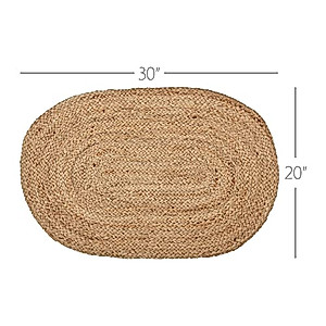 VHC Brands Oval Jute Fiber Welcome Mat, Non Slip Area Rug, Natural, 20x30