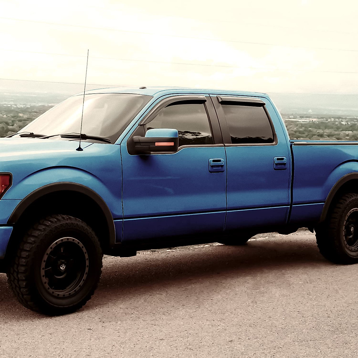 Goodyear Shatterproof Window Deflectors for Trucks Ford F150 2009-2014 SuperCrew, Tape-on Rain Guards, Window Visors, Vent Deflector, Vent Visor, Truck Accessories, 4 pcs- GY003110