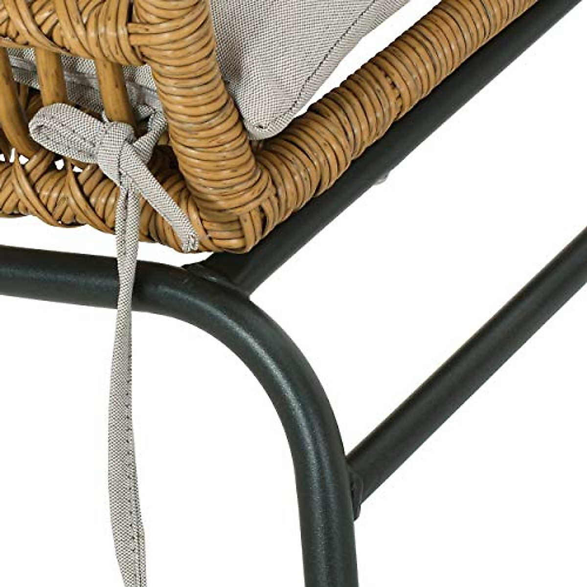 Christopher Knight Home Grace Outdoor 3 Piece Wicker Chat Set, Light Brown, Beige, and Black