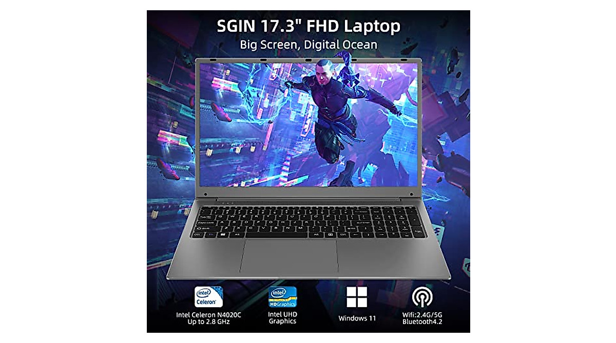 SGIN 17 Inch Laptop with 8GB RAM & 256GB SSD