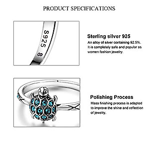 GW 925 Sterling Silver Ring for Women Band Ring Statement Rings for Birthday Wedding Gift (Green blue, 6)