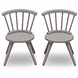 Delta Children Windsor Kids Wood Table and Chair Set (4 Chairs Included) - Ideal for Arts & Crafts, Snack Time, Homeschooling, Homework & More, Grey