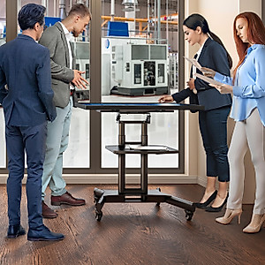 ONKRON Mobile TV Stand on Wheels for 32" - 70" TV up to 99 lbs - Floor TV Stand Tilt - Height Adjustable TV Stand Floor max VESA 600x400 - Portable TV Stand on Wheels/TV Cart Rolling TV Stand Black