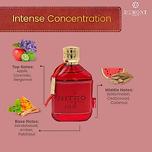 Dumont NITRO RED - 3.4oz - Eau De Parfum - Luxury Perfume for Men - Fruit, Woody, Floral & Masculine Fragrance - Long Lasting Cologne Mist & Body Spray - for Him