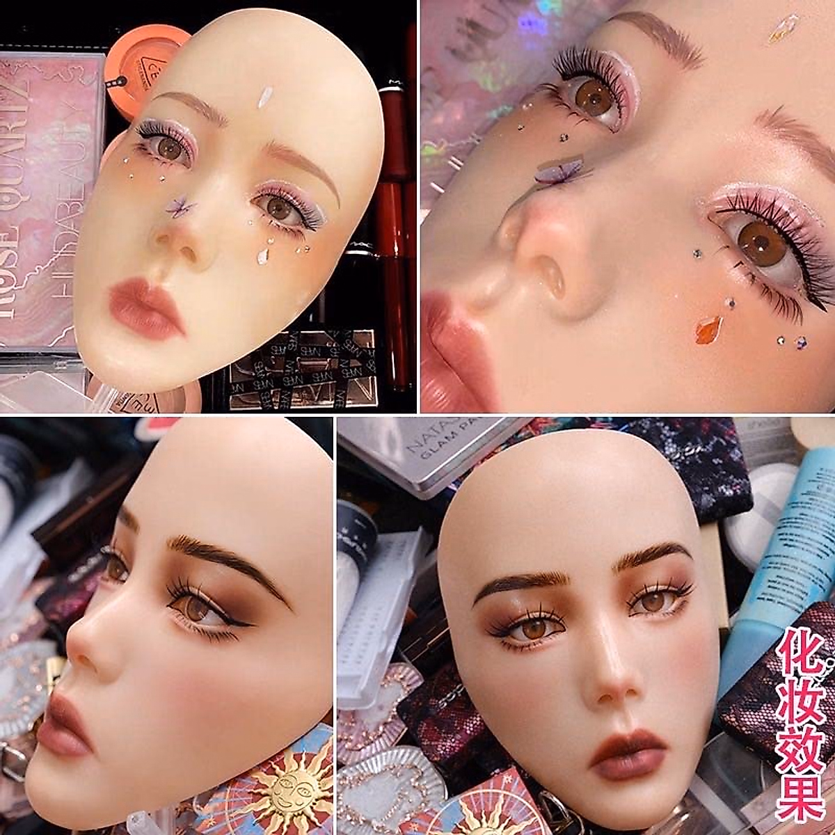3D Reusable Makeup Practice Face, Silicone Makeup Mannequin Face for Beginners and Makeup Artists