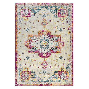 Antep Rugs Elite 8x10 Vintage Bohemian Distressed Oriental Medallion Indoor Area Rug (Pink, 7'10" x 10')
