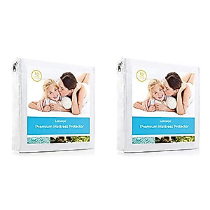 Linenspa Cover Protector-Waterproof-Vinyl Free, Queen, White & Cover Protector-Waterproof-Vinyl Free, Twin, White