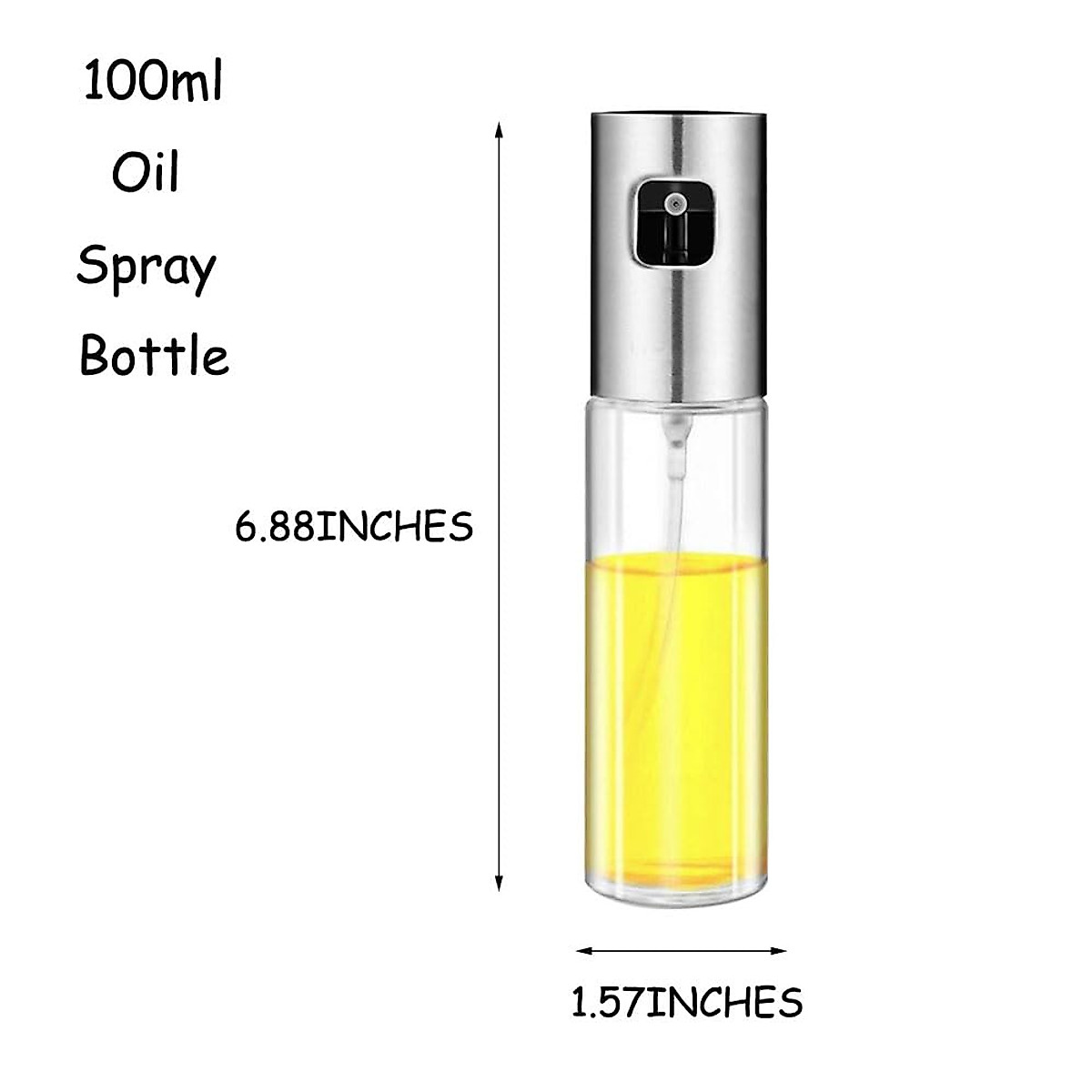 Oil Sprayer for Cooking, Olive Oil Sprayer,‎100ml Olive Oil Spray Bottle for Air Fryer, Food-Grade Oil Mister Transparent Glass Spray Bottle for Kitchen, BBQ, Salad, Baking, Roasting