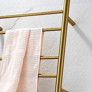 Towel Warmer Drying Rack, Electric Brushed Gold Heated Towel Rail Radiator for Bathroom, Wall Mounted Heated Towel Rack with On/Off Switch, 304 Stainless Steel, 600X520x125mm,Hardwired