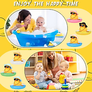 Sanwuta 16 Pieces Summer Rubber Ducks Car Duck Decoration Dashboard Decorations Yellow Duck Car Accessories with Mini Hat Swim Ring Necklace Sunglasses for Party Favors, Birthdays, Bath Time
